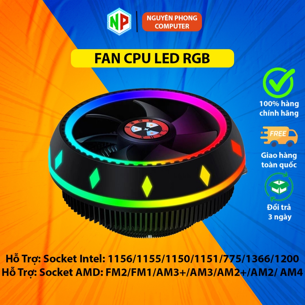 Quạt tản nhiệt CPU UFO LED RGB 7 Màu, Fan CPU Máy Tính - Hàng Chính ...