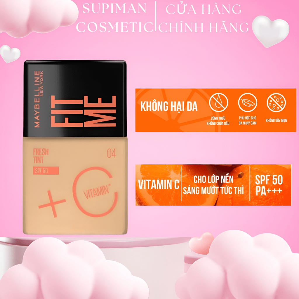 Kem Nền Fit Me Tint C Tươi Mướt Chống Nắng Với Vitamin C And Spf50 Maybelline New York Có Tem