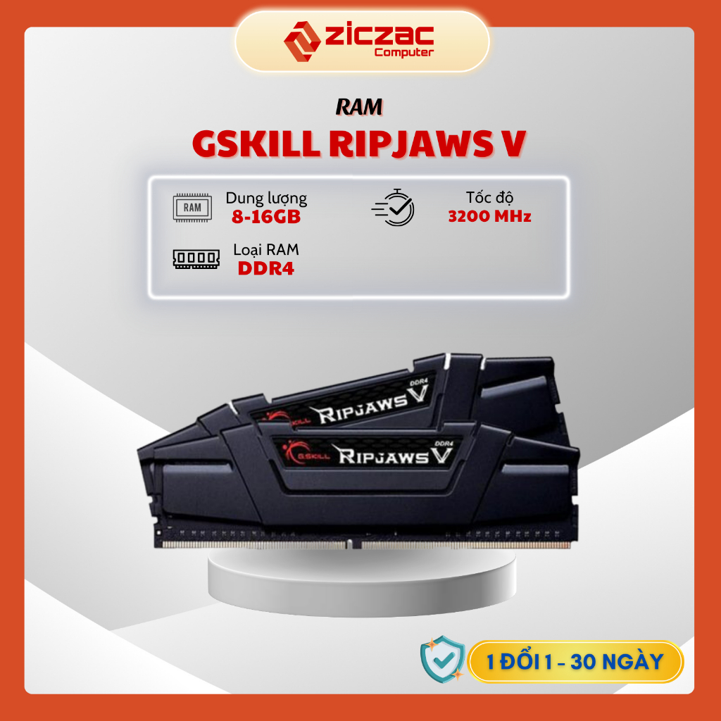 RAM GSkill Ripjaws V 8GB 16GB DDR4 bus 3200 MHz tản nhiệt thép màu đen ...
