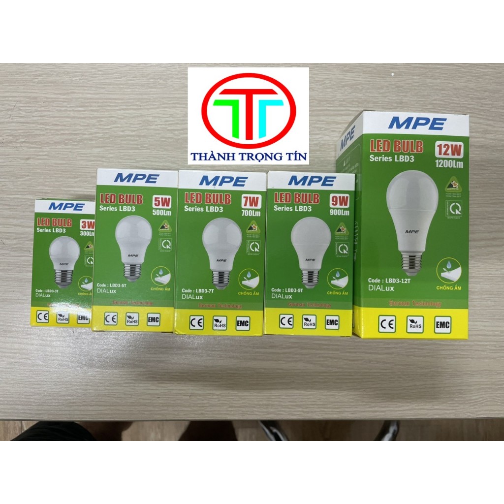 Đèn led bulb MPE công suất 3W 5W 7W 9W 12W ánh sáng trắng vàng | Shopee ...