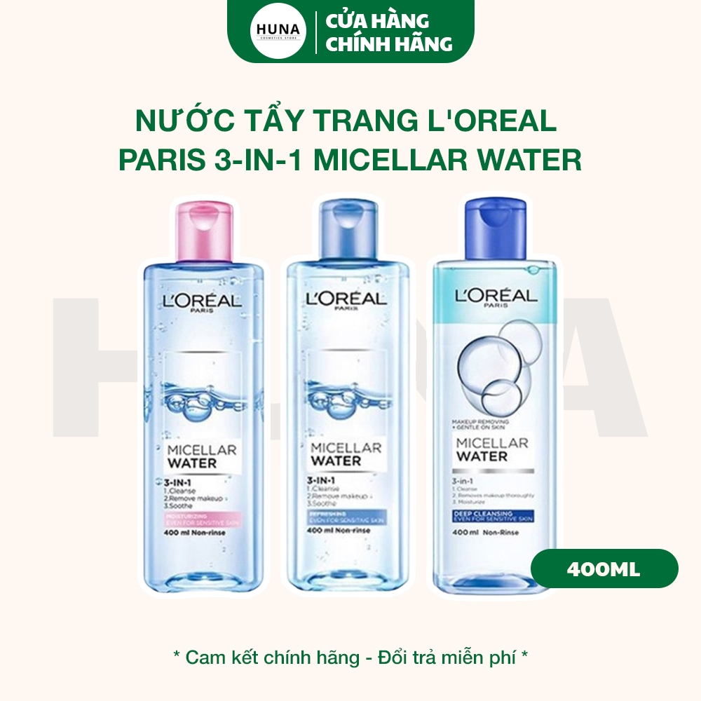 Nước tẩy trang L'Oreal Paris 3-in-1 Micellar Water 400ml | Shopee Việt Nam