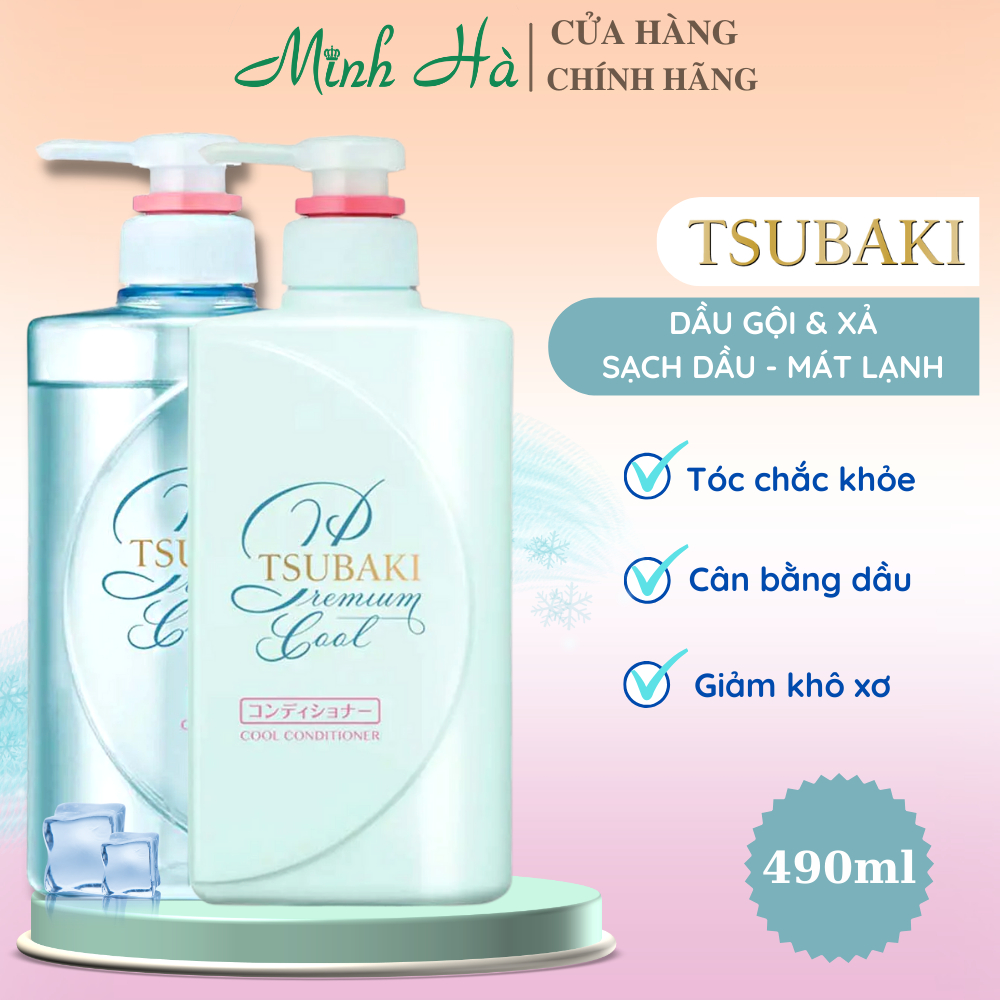 Bộ gội xả Tsubaki Premium Cool Set sạch dầu mát lạnh 490ml | Shopee ...
