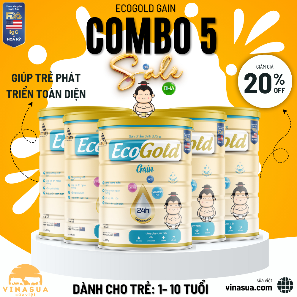 Sữa bột EcoGold Gain giúp bé tăng cường sức đề kháng, phục hồi tái tạo ...