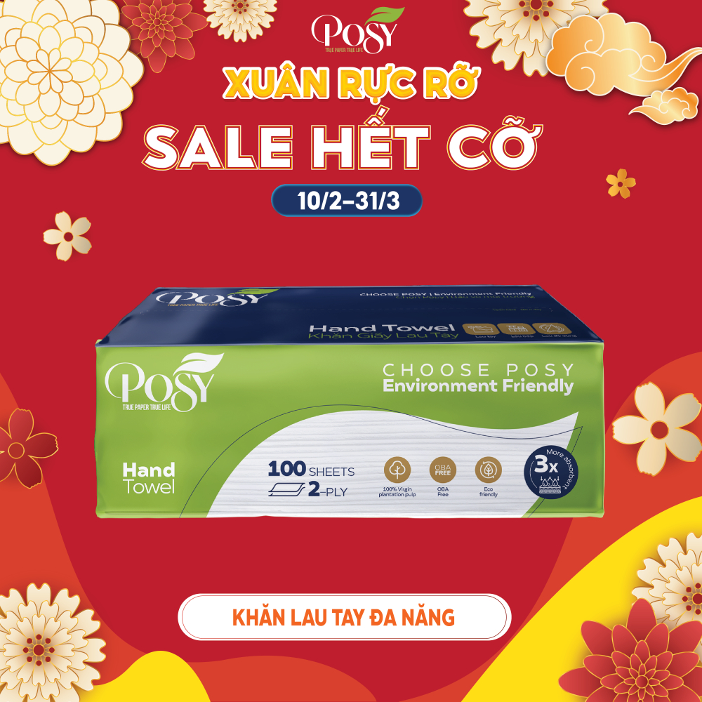 Khăn giấy lau tay POSY, Khăn giấy đa năng 100 tờ 2 lớp | Shopee Việt Nam