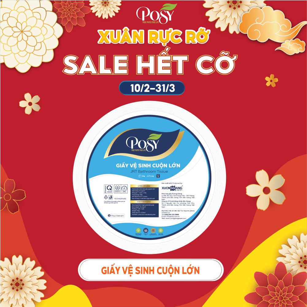 Giấy vệ sinh cuộn lớn Posy 700g, 2 lớp, mềm mịn tiện dụng, tiết kiệm CM01 | Shopee Việt Nam