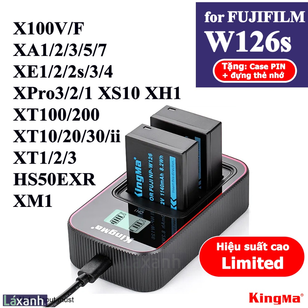 Fujifilm W126s | Pin và sạc máy ảnh Fujifilm XM5 XM1 XT50 XT1 XT2 XT3 XT30 XT20 XT10 XPro1 2 XH1 ...
