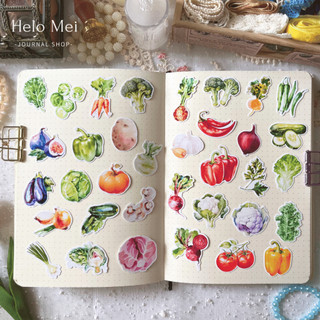 Bộ 35 mẫu hình dán sticker mẫu rau củ quả nhà bếp cute để trang trí sổ ...