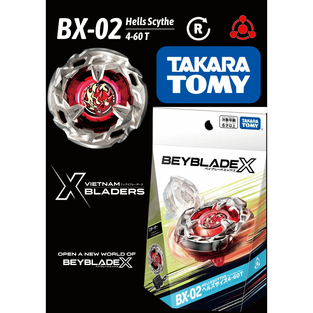 [Beyblade X – Takara Tomy] Con quay BX-02 Hells Scythe 4-60T Starter Set. Beyblade chính hãng ...
