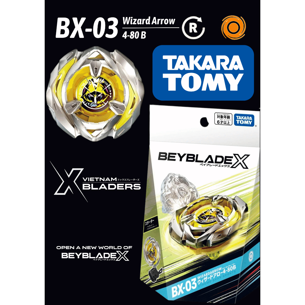 [Beyblade X – Takara Tomy] Con quay BX-03 Wizard Arrow 4-80B Starter Set. Beyblade chính hãng ...