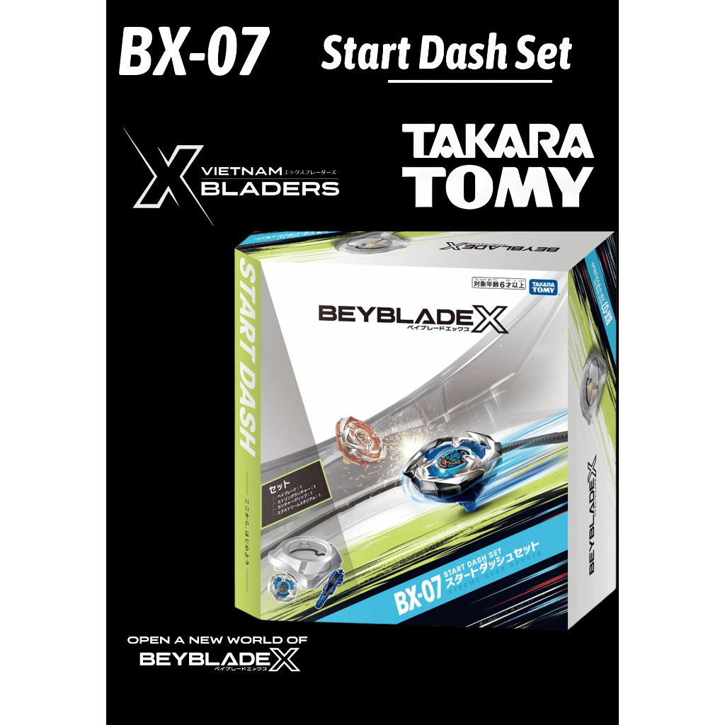 [Beyblade X – Takara Tomy] BX-07 Sàn đấu + Con quay + Máy phóng + Tay côn. Start Dash Set ...