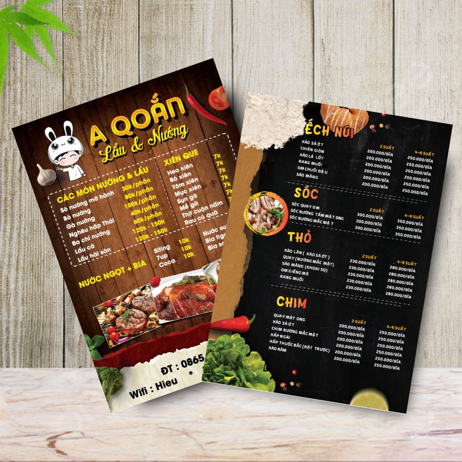 Mẫu 14 - Menu Quán Ăn, Menu Quán Lẩu Nướng, Thiết Kế Phong Cách Tối Màu ...