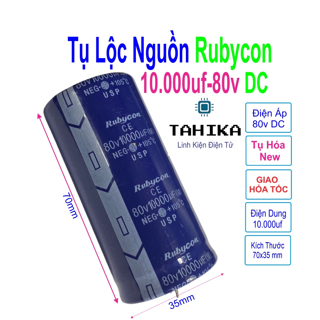 Tụ lọc nguồn rubycon 80v 10.000uf - Linh Kiện Điện Tử TAHIKA | Shopee ...
