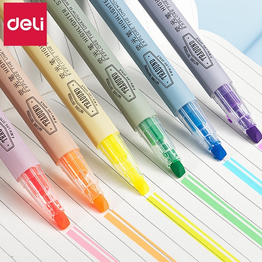 Bộ Bút Highlight Deli 6 màu,Bút Lông Đánh Dấu Dạ Quang,Ghi Chú, Tô Màu ...
