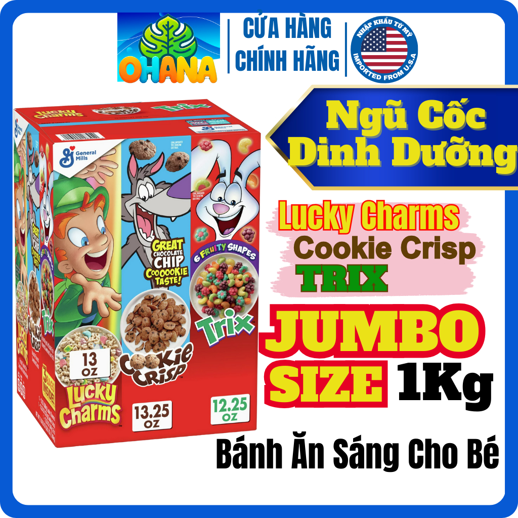 Ngũ Cốc Dinh Dưỡng, Bánh Ăn Sáng Cho Bé Lucky Charms, Trix, Cookie ...
