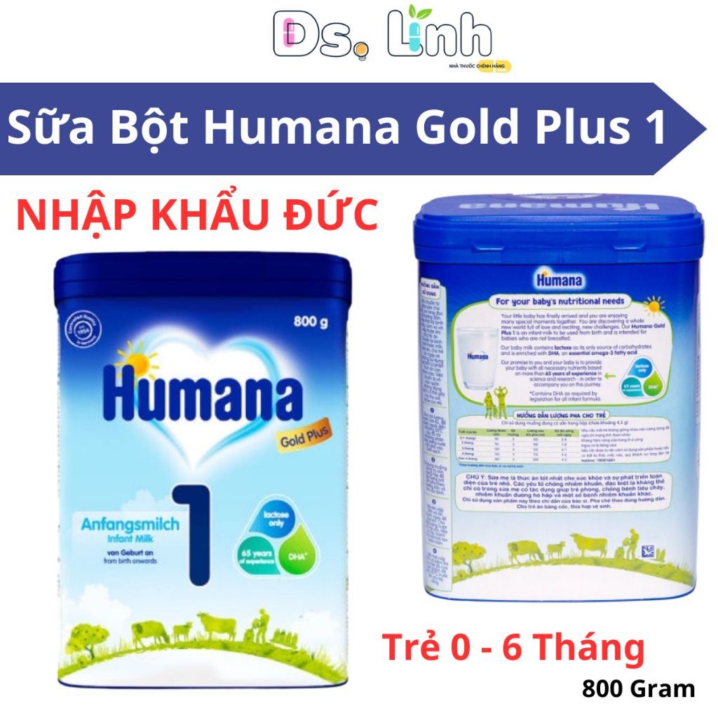 Sữa bột Humana Gold Plus 1 CHÍNH HÃNG Hộp 800g - Nhập khẩu 100% từ Đức ...
