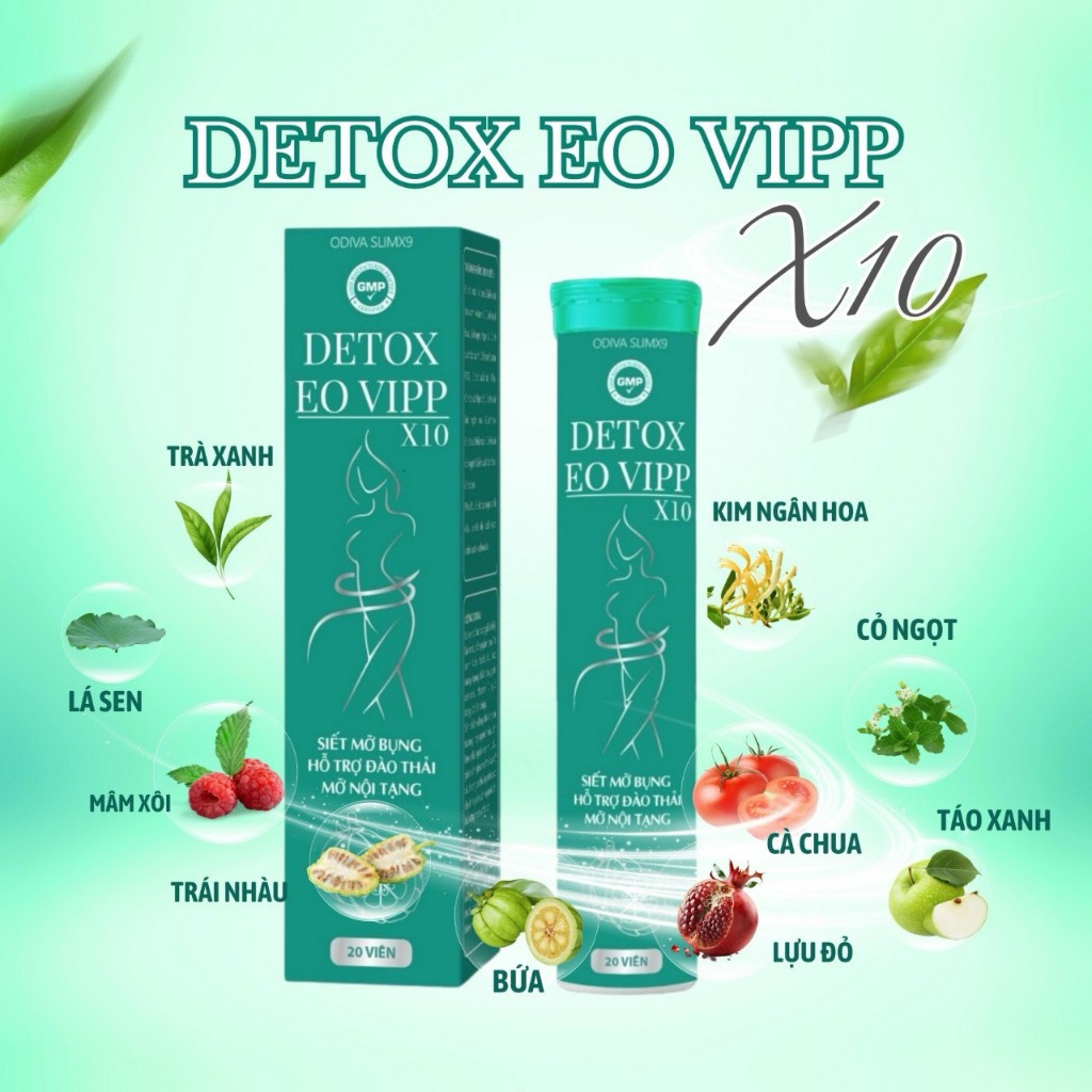 Viên Sủi Siết Eo DETOX EO VIPP X10, Giảm Bụng, Giảm Mỡ, Không Gây Đi Ngoài, Ống 20 viên ...