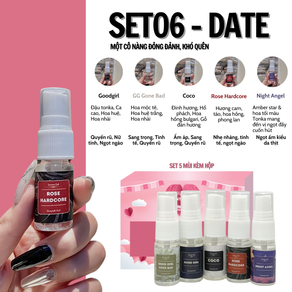 [Set Bodymist] Bodymist set 10ml Ngọt ngào, Nữ tính, Sang trọng, Trẻ ...