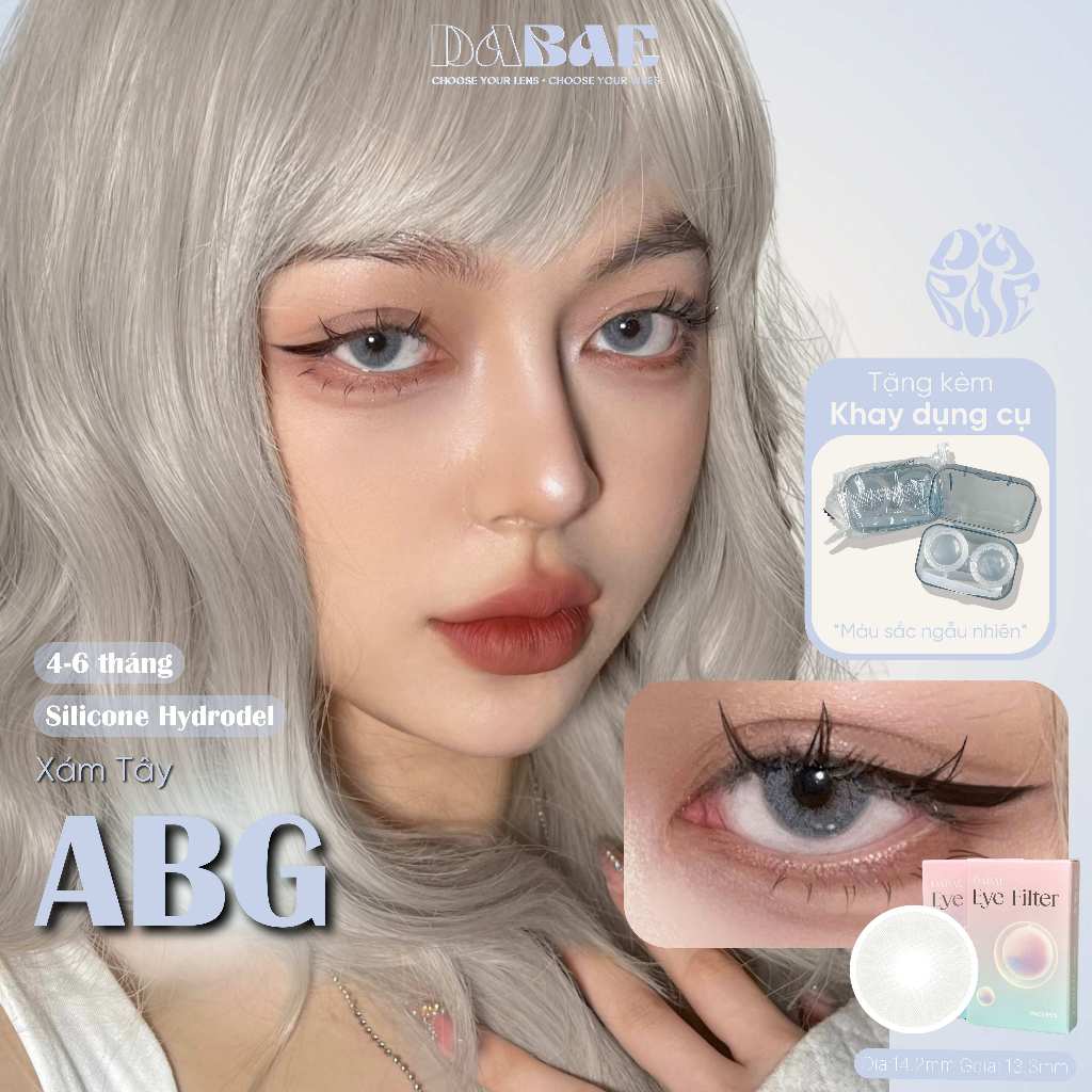 ABG lens cận mắt kính áp tròng xám tây có độ Hàn Quốc hãng lens dabae ...