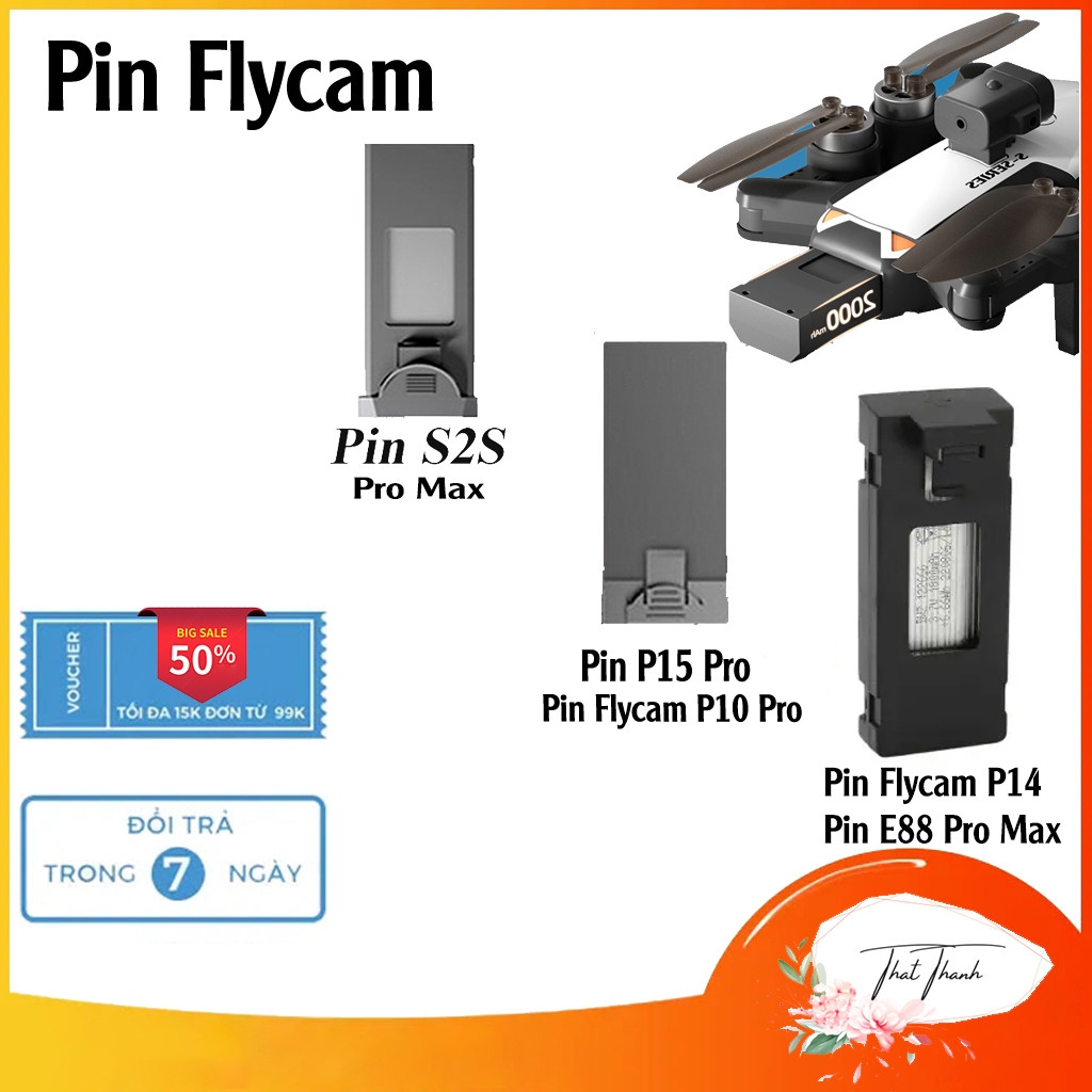 Pin flycam F198 2000 mAh, Pin Flycam P10Pro Max, P12, 14Pro 15 , E88 ...