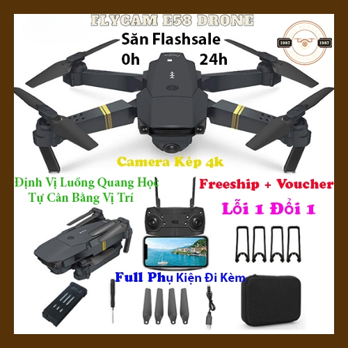 Flycam E58 Camera 4K Kết Nối Wifi, Điều Khiển Từ Xa, Quay Phim và Chụp Ảnh Full HD Bằng Điện ...