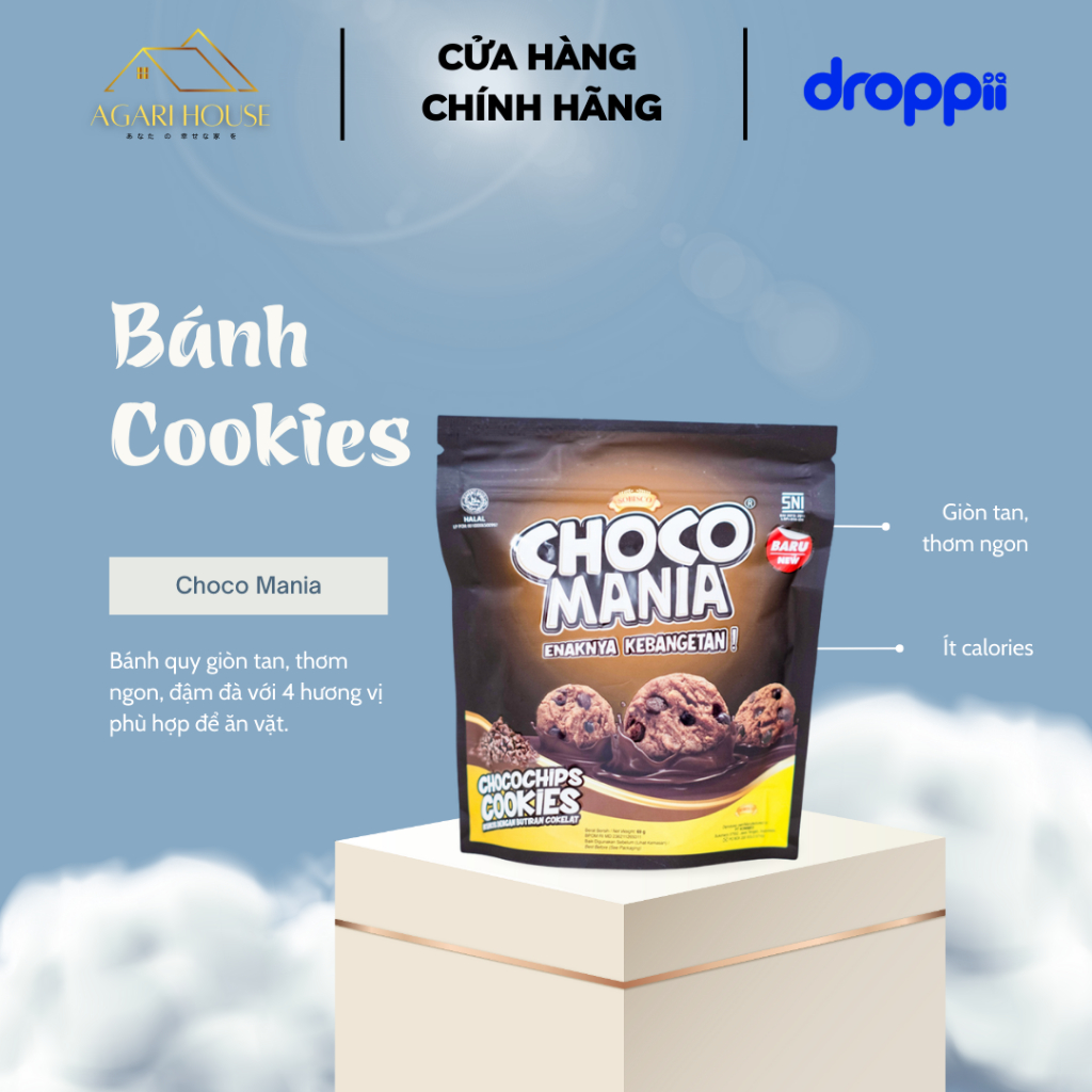 Bánh quy cookies CHOCOMANIA 4 hương vị thơm ngon thích hợp ăn vặt hoặc ...
