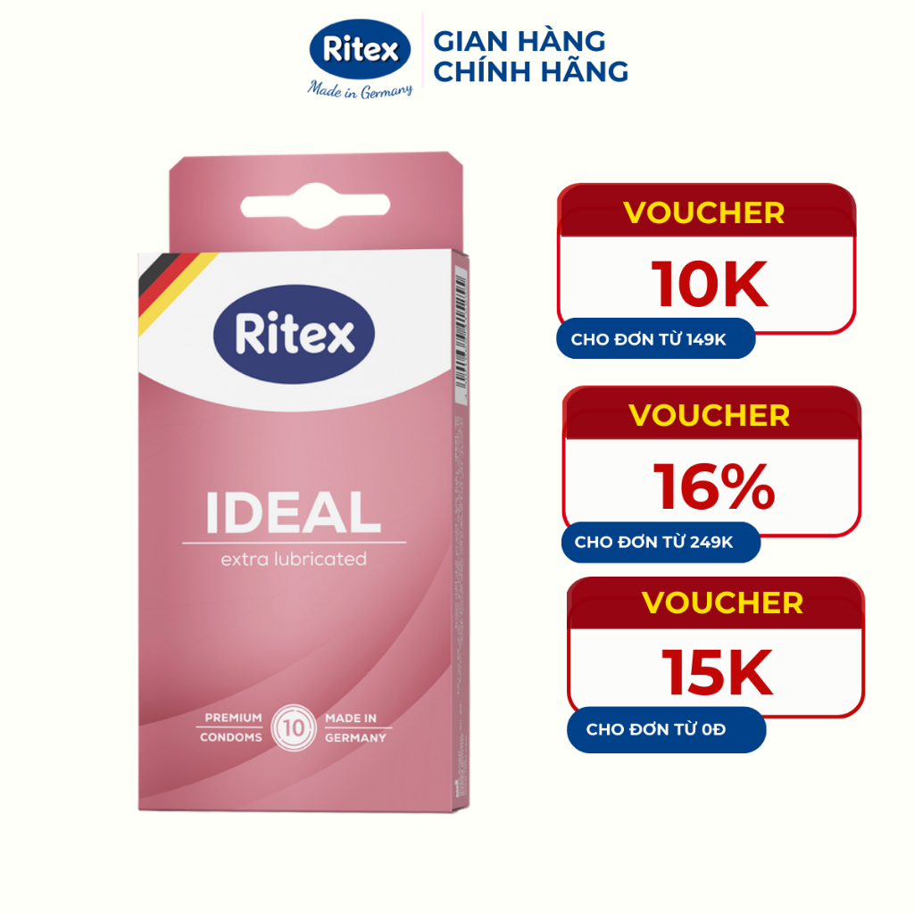 Bao cao su Ritex Ideal siêu ẩm ướt, êm ái diệu kỳ hộp 10 bao - Hàng ...