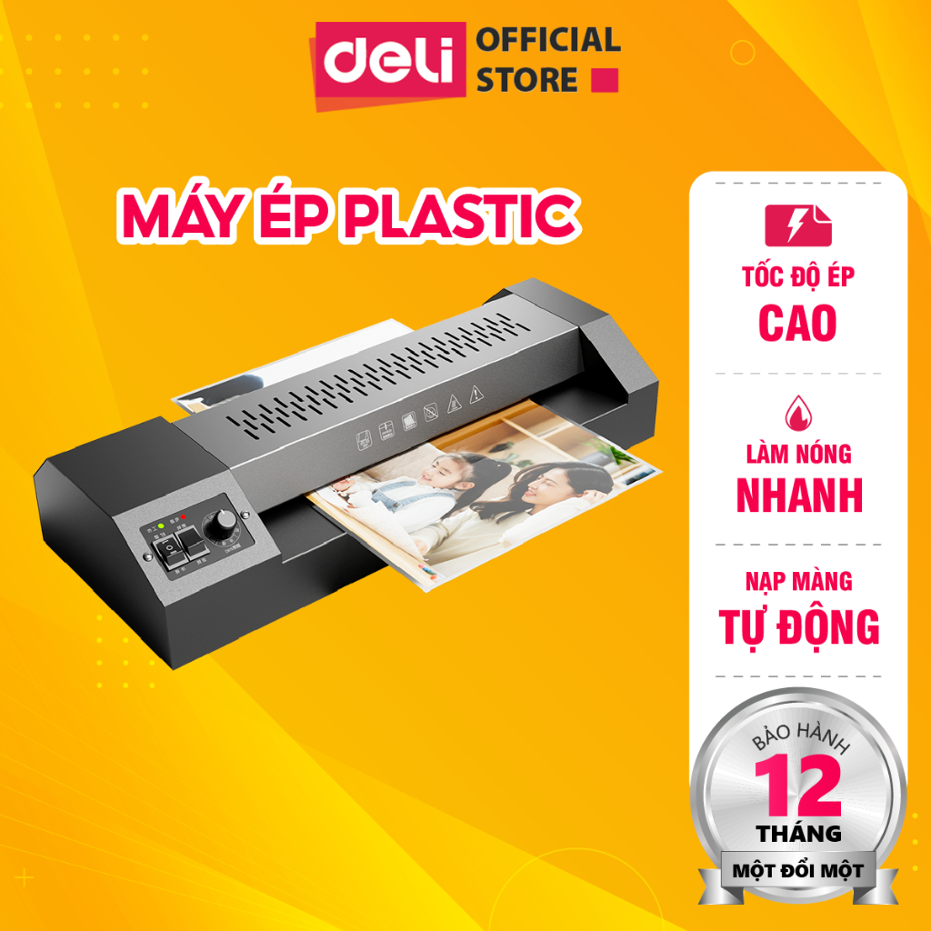 Máy Ép Nhiệt Khổ A3 A4 DELI GQ101 Máy Ép Plastic Bảo Vệ Tài Liệu Máy Cán Màng Ảnh Ép Giấy Tờ ...