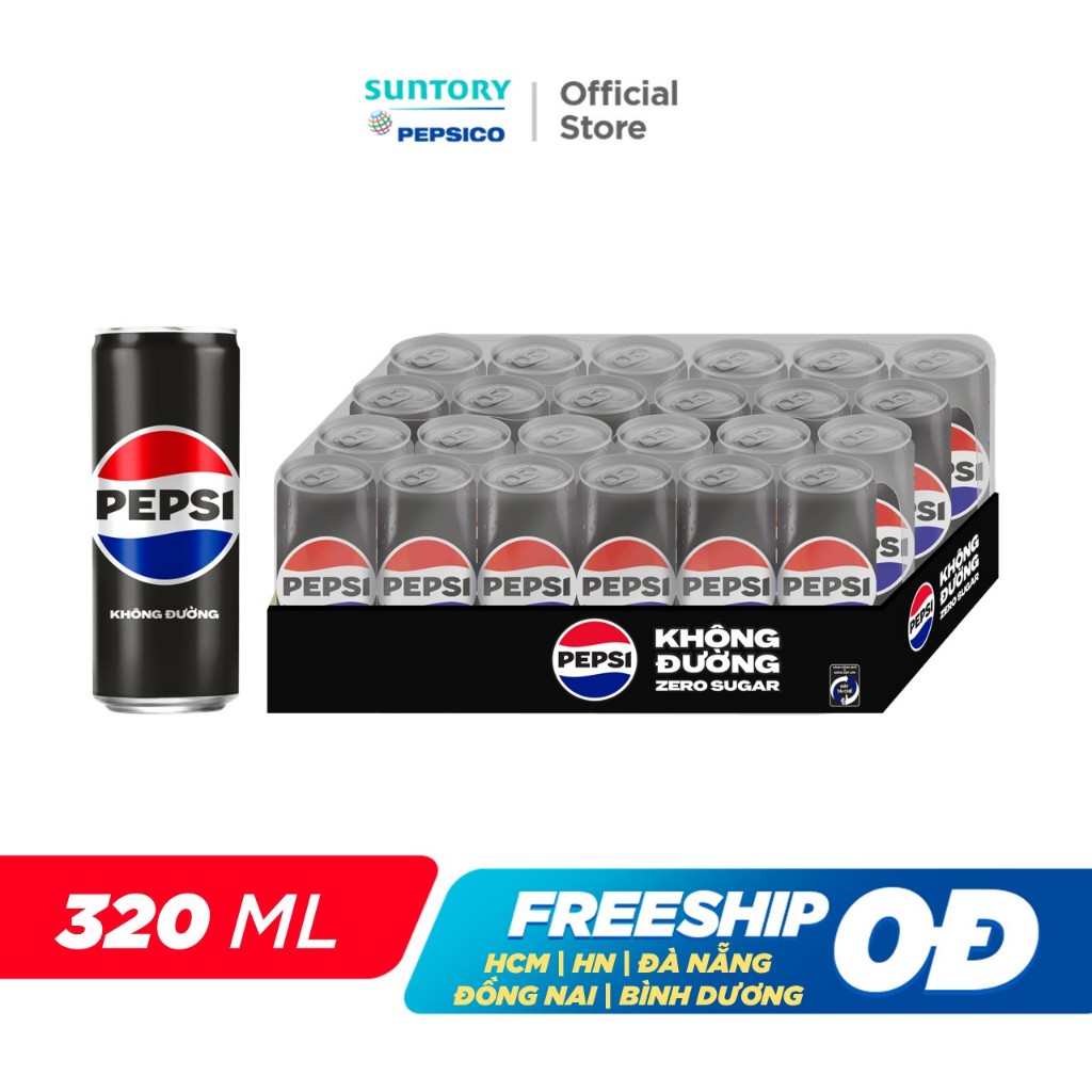 Thùng 24 Lon Nước Uống Có Gaz Pepsi Không Calo (320ml/lon) | Shopee Việt Nam