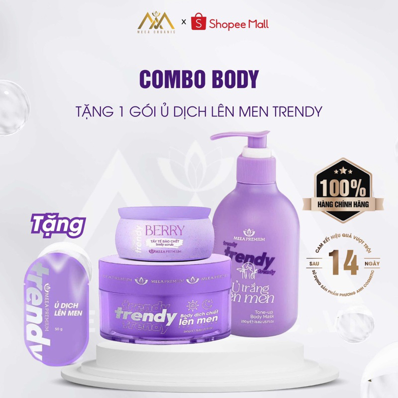 Combo ủ trắng lên men Trendy, kem body Trendy & Tẩy Tế Bào Chết Body ...