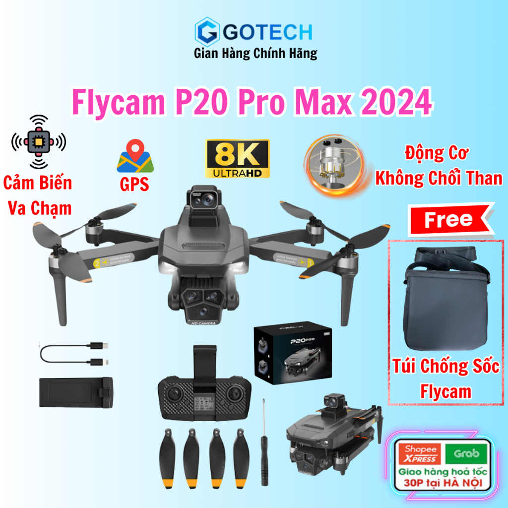 Flycam L600 Pro Max GPS Tự Bay Về, Plycam mini Camera Chống Rung 3 Trục ...