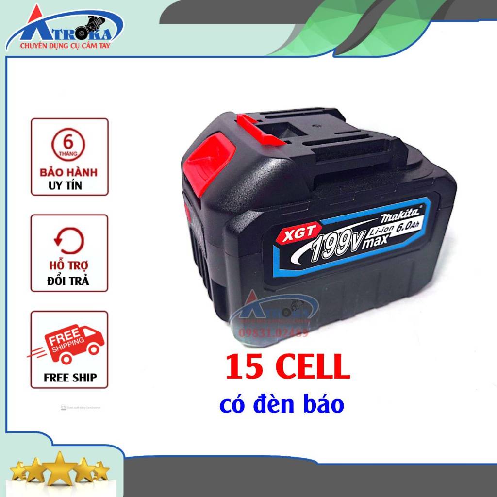 Pin 15 cell Makita chân pin phổ thông 4 cm, mạch 3 mosfet dòng sả cao ...