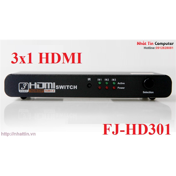 Bộ chuyển mạch HDMI 3 vào 1 ra chính hãng FJGEAR FJ-HD301 cao cấp | Shopee Việt Nam