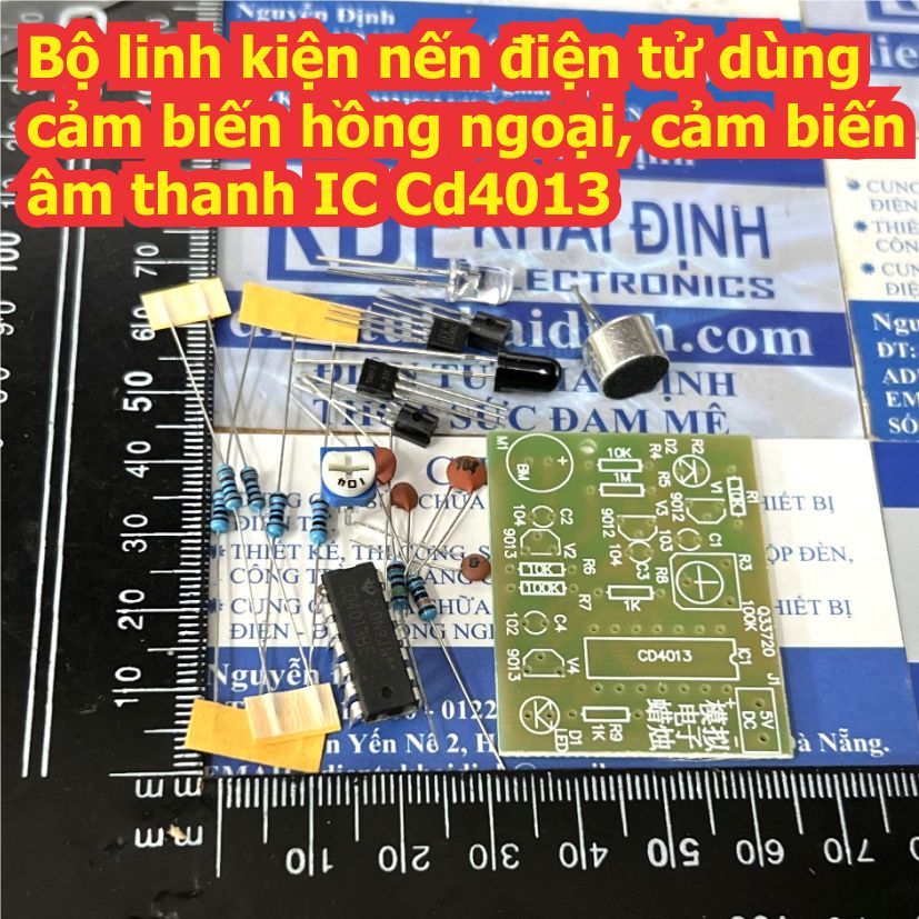 Bộ linh kiện nến điện tử dùng cảm biến hồng ngoại, cảm biến âm thanh IC CD4013 kde9647 | Shopee ...