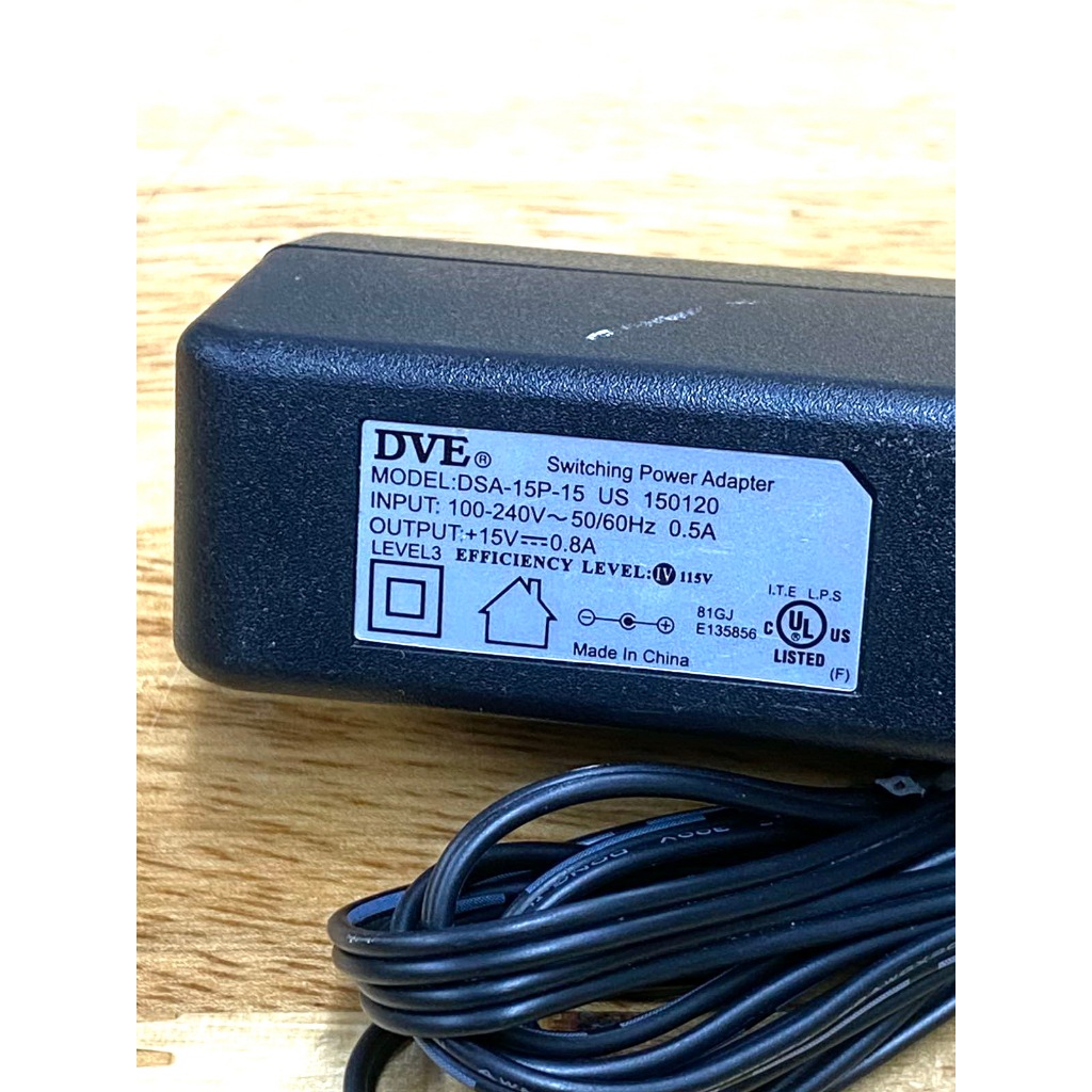 Nguồn DVE adapter 15V 0.8A , 15V 1A Jack cắm DC 5.5mm x 2.1mm (đủ công ...