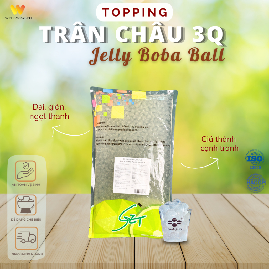 Trân Châu 3Q Nguyên Vị Jelly Boba Ball 2kg - Dai giòn,ăn liền | Shopee ...