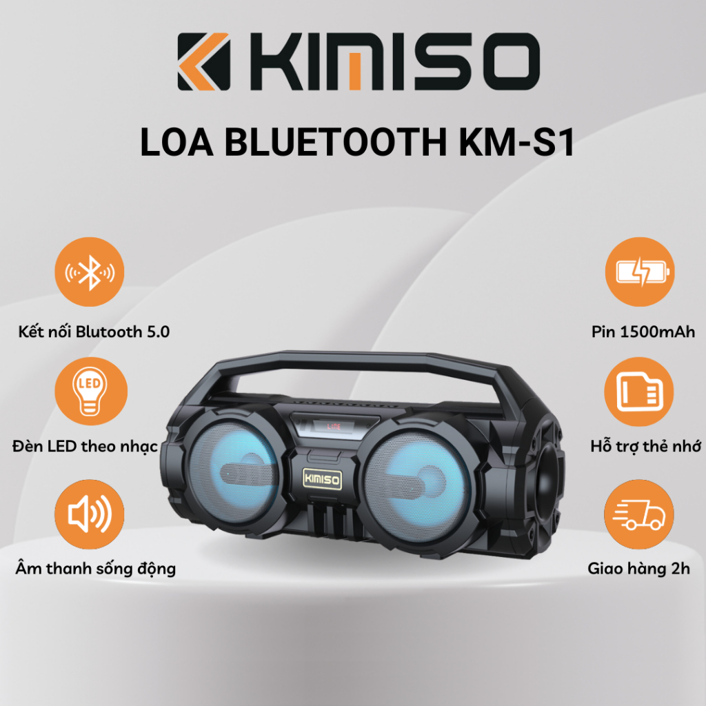 Loa nghe nhạc bluetooth KIMISO KM - S1 công suất 5W, tích hợp 2 loa cho âm thanh sống động, tiện ...