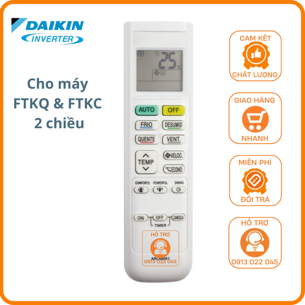 Điều khiển điều hòa Daikin các loại - Remote máy lạnh Daikin dòng FTKQ ...