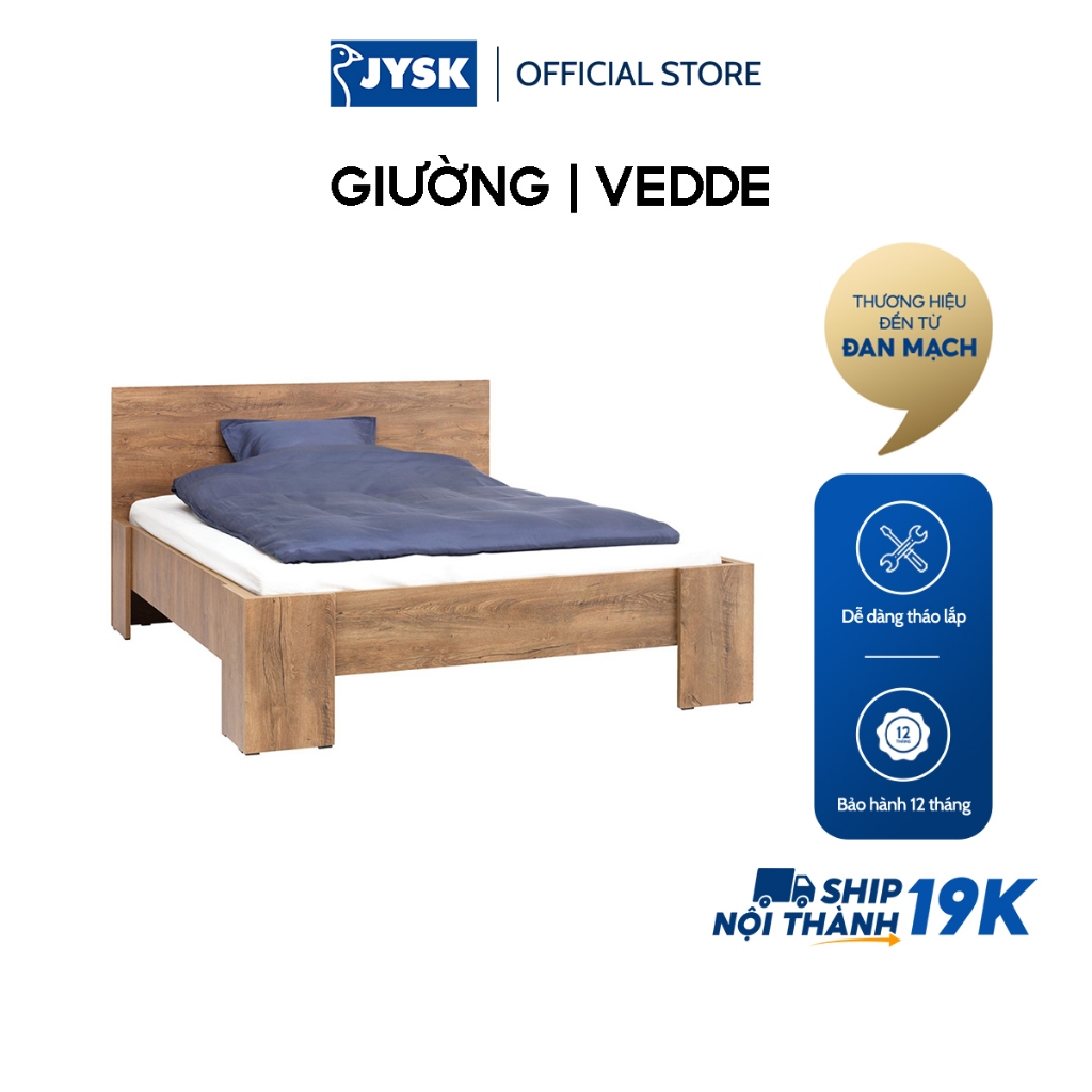 Khung giường | JYSK Vedde | gỗ công nghiệp màu sồi đậm | Shopee Việt Nam