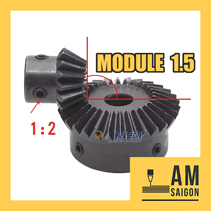 [Module 1.5] Combo bộ bánh răng côn, truyền động vuông góc 90 độ tỉ lệ ...