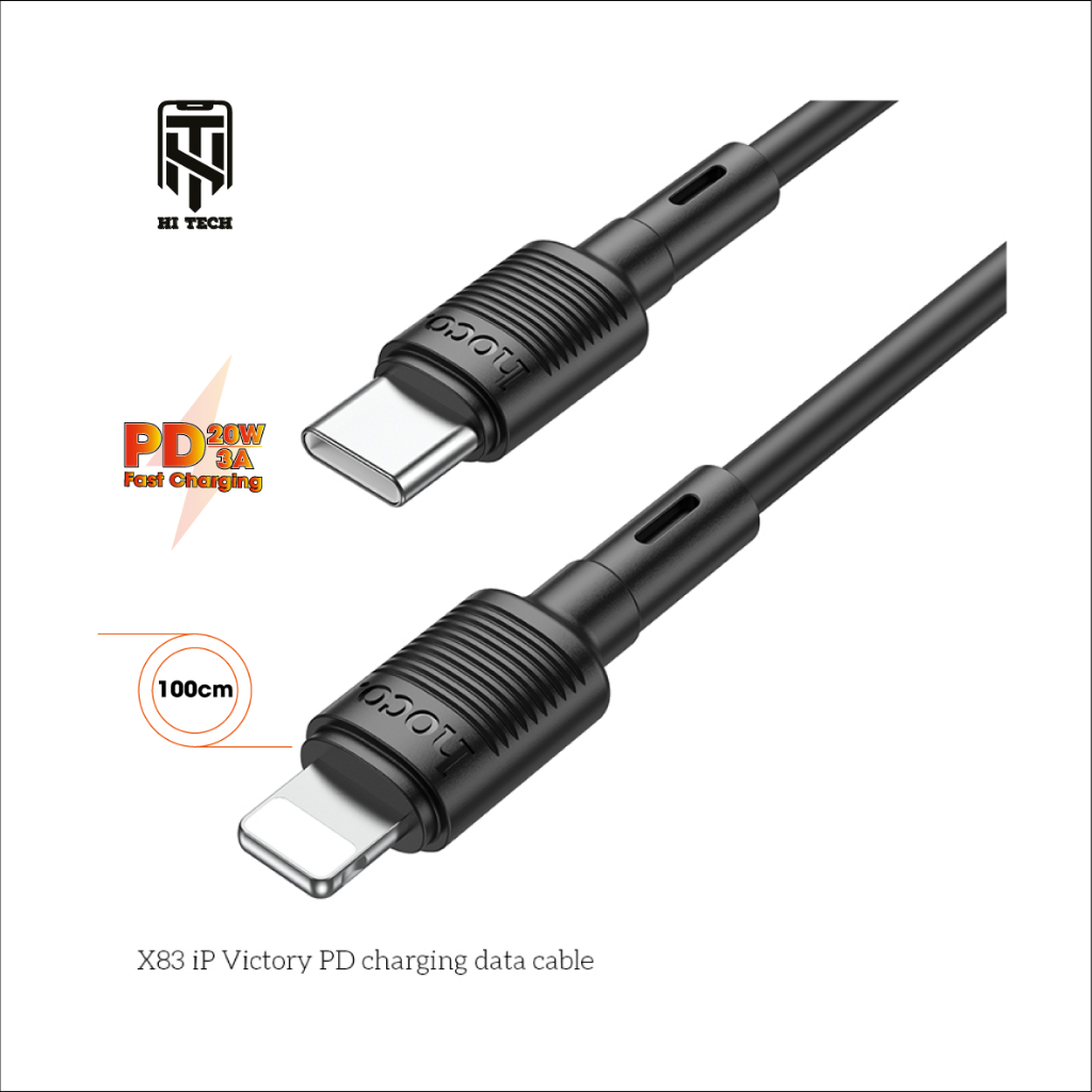 Dây sạc nhanh hoco X83, hỗ trợ sạc nhanh PD20W 3A, truyền dữ liệu từ ...