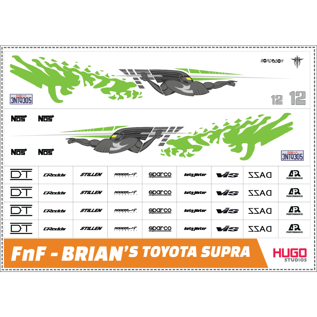 Hugo Studios Decal trượt nước Fast And Furious Toyota Supra Brian tỉ lệ ...