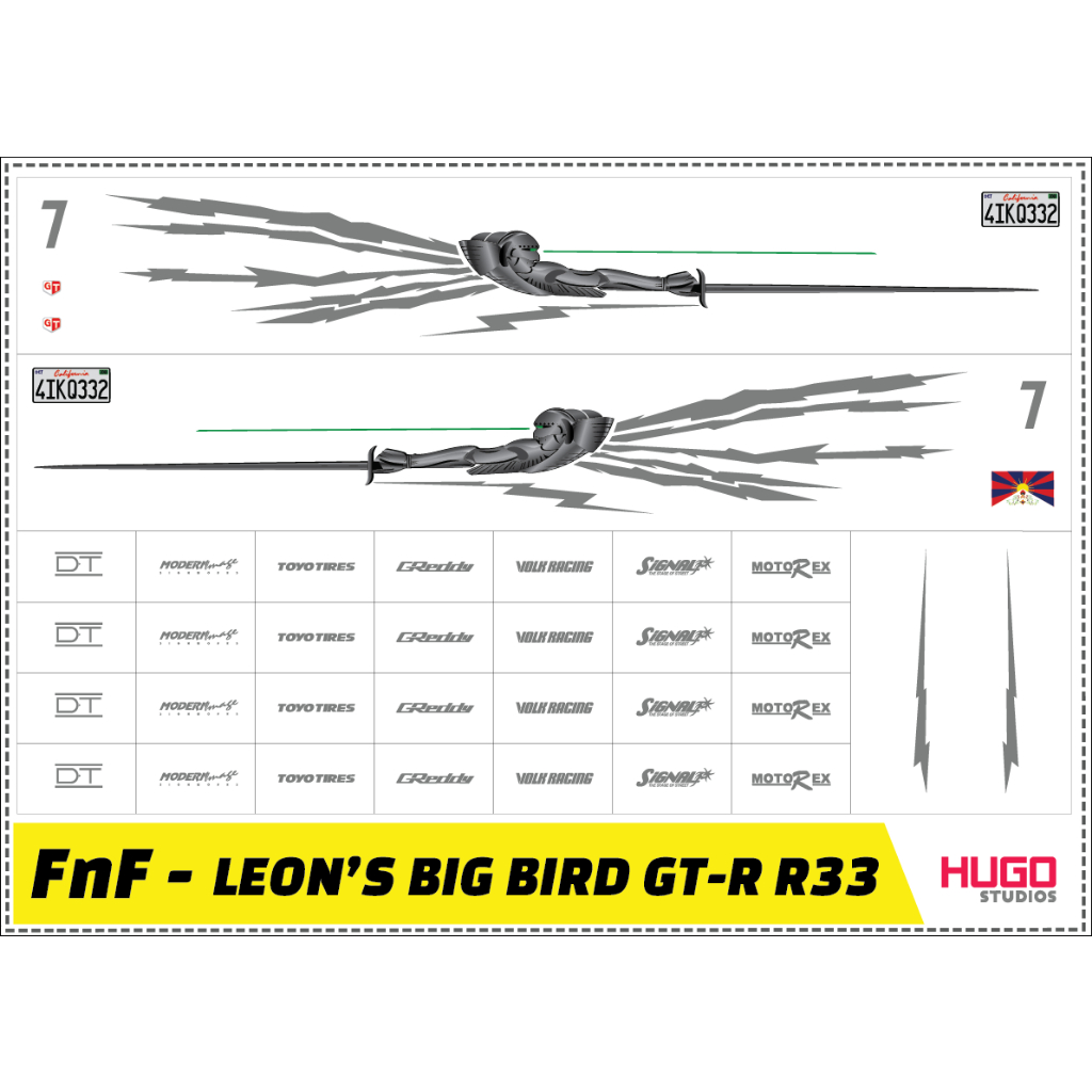 Hugo Studios Decal trượt nước Fast And Furious Nissan GT-R R33 Leon Big ...