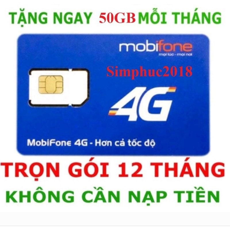SIM 4G MOBIFONE MIỄN PHÍ 12 THÁNG_ 50GB/ THÁNG | Shopee Việt Nam