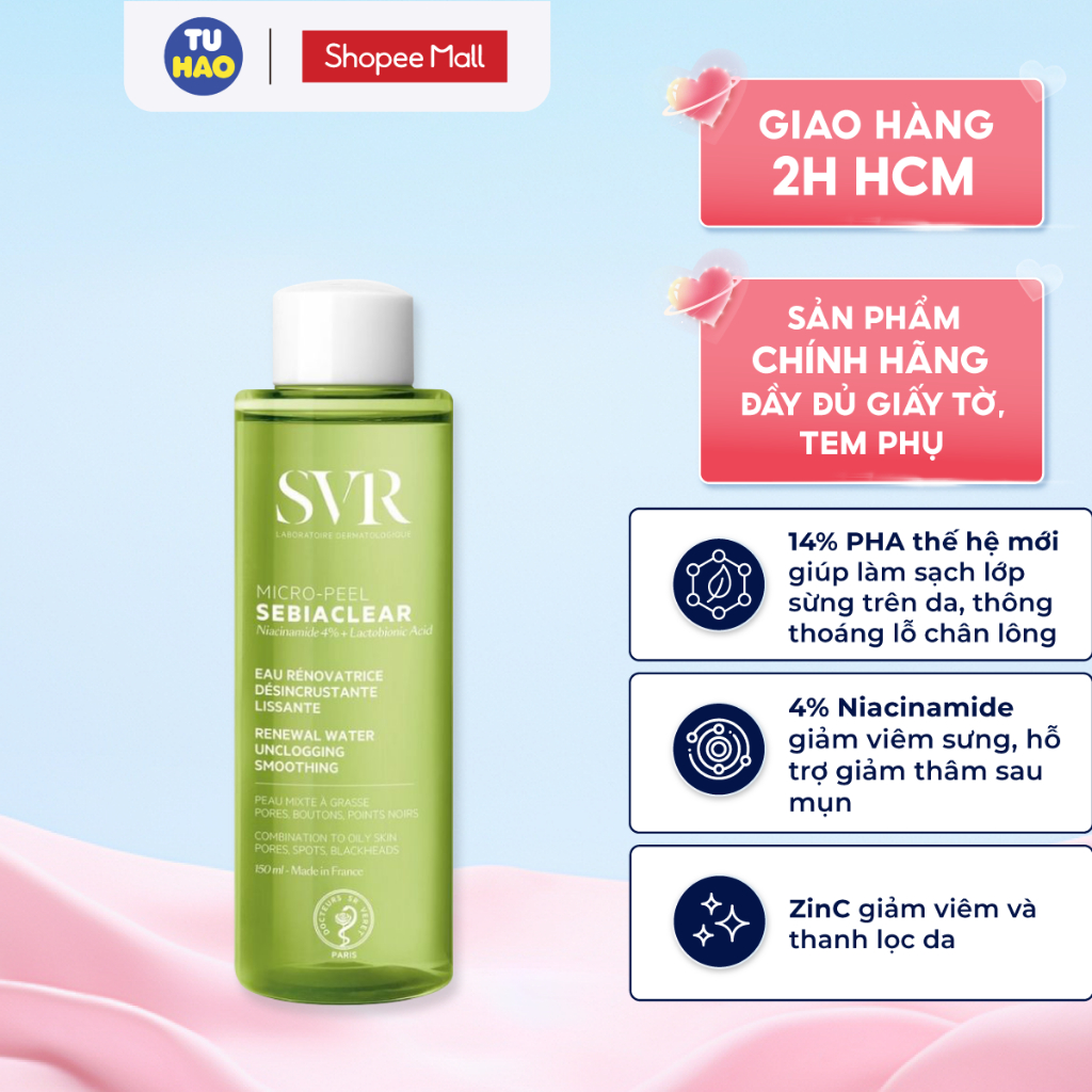 Toner SVR Sebiaclear Micro Peel nước cân bằng da dầu, mụn 150ml ...