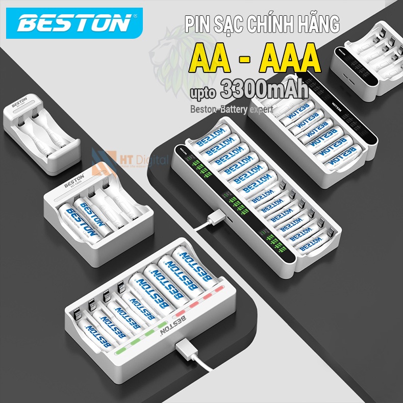 Bộ Sạc 4 pin AA AAA Beston C9023L, sạc nhanh,tự ngắt khi đầy, đèn báo ...