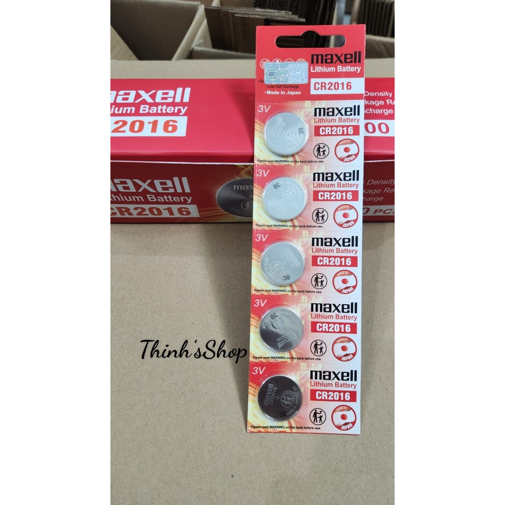 (Mẫu mới) Vỉ 5 viên CR2016 / CR 2016 Pin 3V Lithium Maxell 3Volt - Made ...