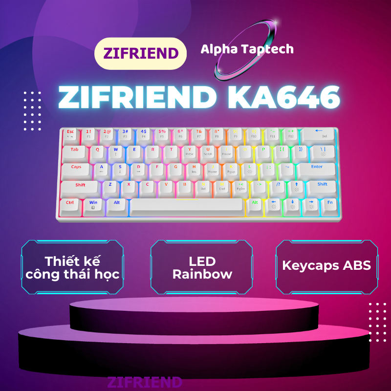 [RẺ VÔ ĐỊCH] Bàn phím cơ có dây Zifriend KA646 hotswap, LED 7 màu, kết ...