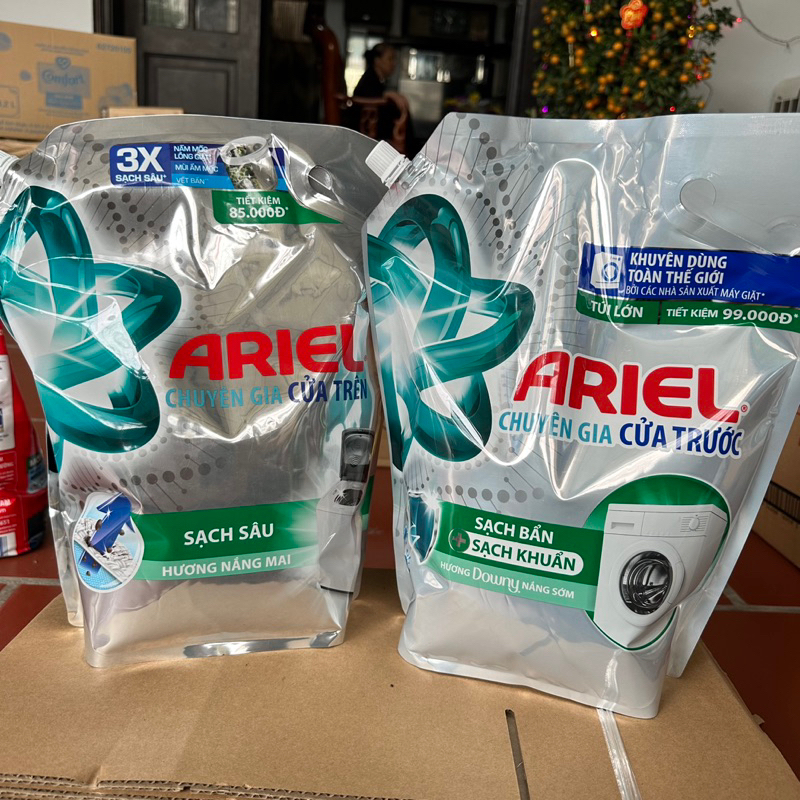 Nước giặt Ariel chuyên cửa trên/ cửa trước Sạch bẩn sạch khuẩn hương Downy Nắng Sớm 3.2-3.5kg ...