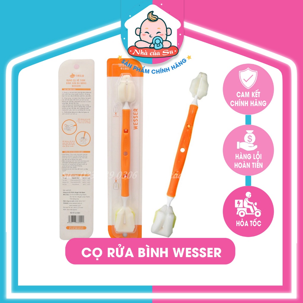 Cọ rửa bình sữa Wesser 2 đầu mút đa năng, Cọ Silicon 3in1 cao cấp nhỏ ...