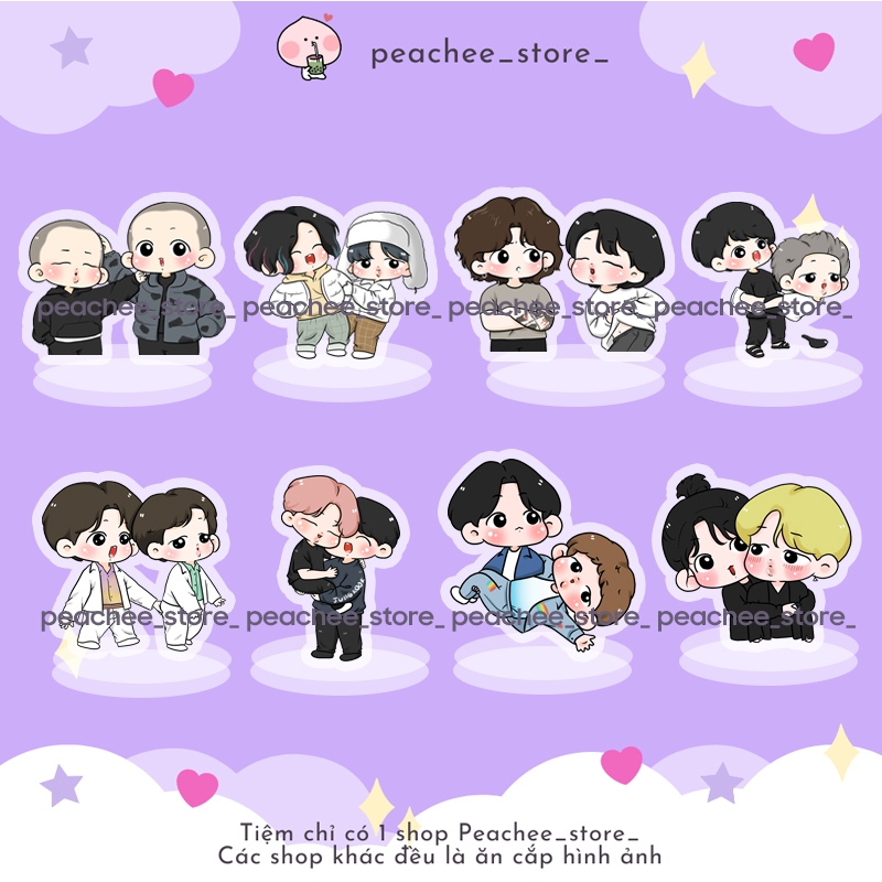 (Chọn 1 mẫu) Standee móc khóa BTS OTP chibi cặp đôi Kookmin Taekook ...